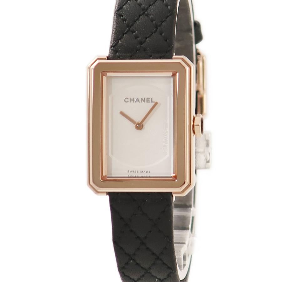 CHANEL 【3年保証】 シャネル ボーイフレンド スモール H6587 K18PG無垢 ベージュゴールド ギヨシェ 角型 クオーツ ...
