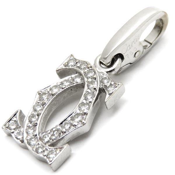 カルティエ ペンダントトップ C2 2Cチャーム ダイヤ K18WG シルバー Cドゥ ネックレストップ 750 18K 18金 中古 ...