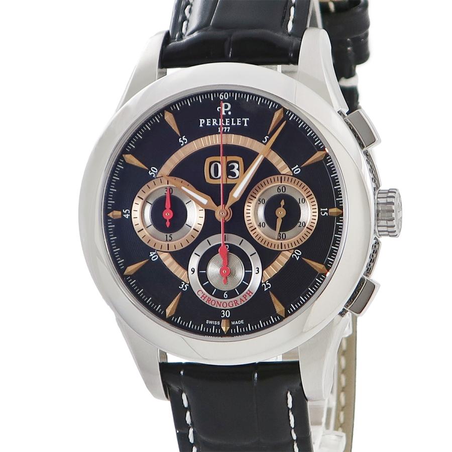 PERRELET 【3年保証】 ペルレ ビッグデイト クロノグラフ A1008/6 OH済 スモールセコンド 42mm ブラック 自動巻き メンズ 腕時計 : HOUBIDOU 心斎橋店 ...