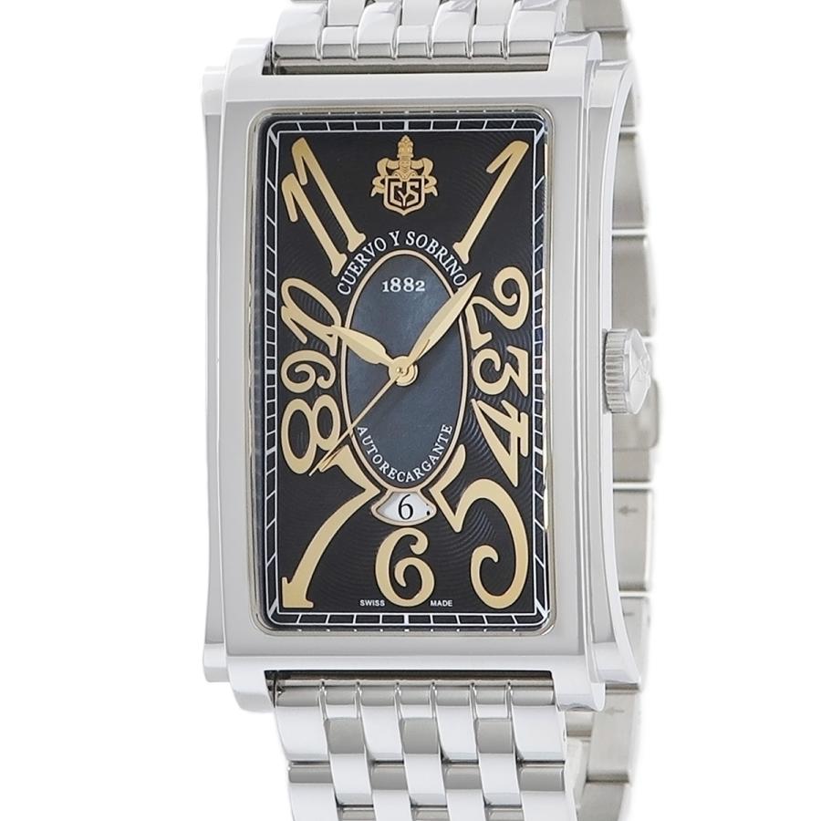 【3年保証】 クエルボ・イ・ソブリノス プロミネンテ ソロテンポ 1012B-1NM シェル 角型 アラビア ギヨシェ 自動巻き メンズ 腕 ...