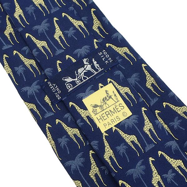 HERMES エルメス ネクタイ キリン 9cm シルク マルチカラー 紺 HERMES エルメス ネクタイ キリン 9cm シルク マルチカラー 紺