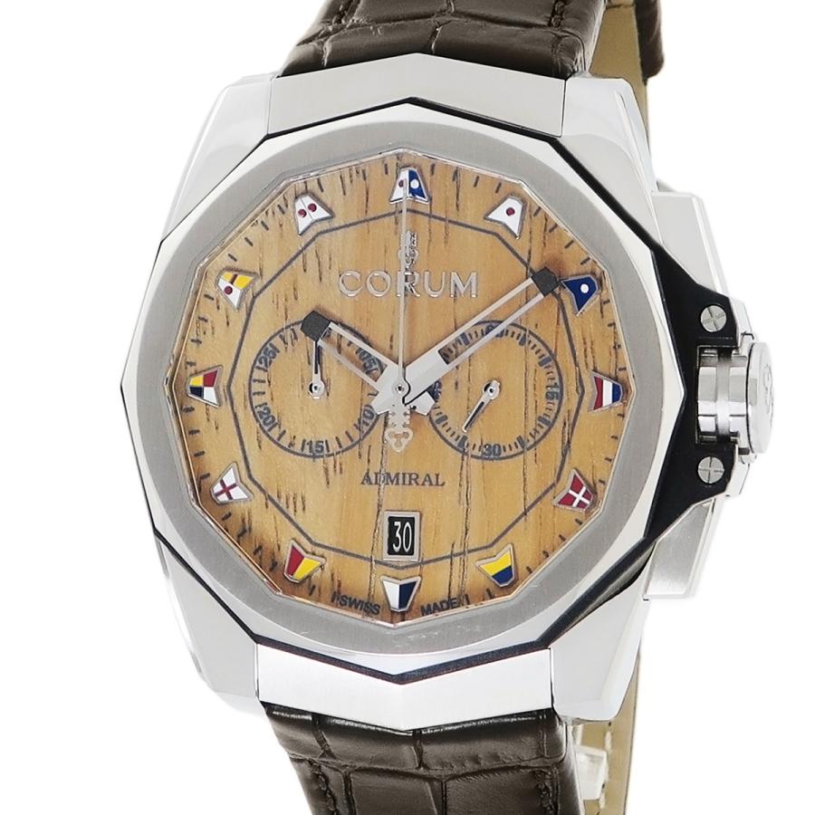 CORUM 【3年保証】 コルム アドミラル AC-ONE 45 クロノ 01.0116 OH済 12角形 茶 アドミラルズカップ ウッド 信号旗 自動巻き メンズ 腕時計 ...