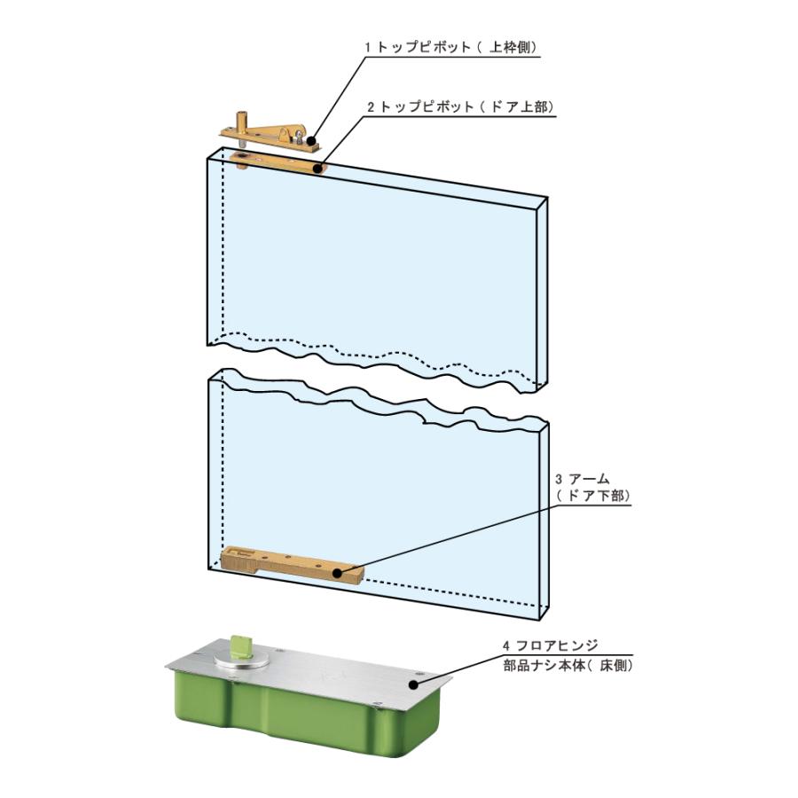 大鳥機工 一般ドア用 フロアヒンジ D-21 / D-21U 【中心吊り, 自由開き（内外125°）, ストップ付き, OHTORI KIKO, DIA, Diamond, ダイヤモンド ...