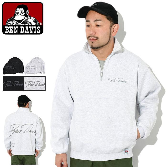 BEN DAVIS ベンデイビス トレーナー メンズ ビッグ スクリプト ハーフ ジップ スウェット ( C-24380013 Big ...