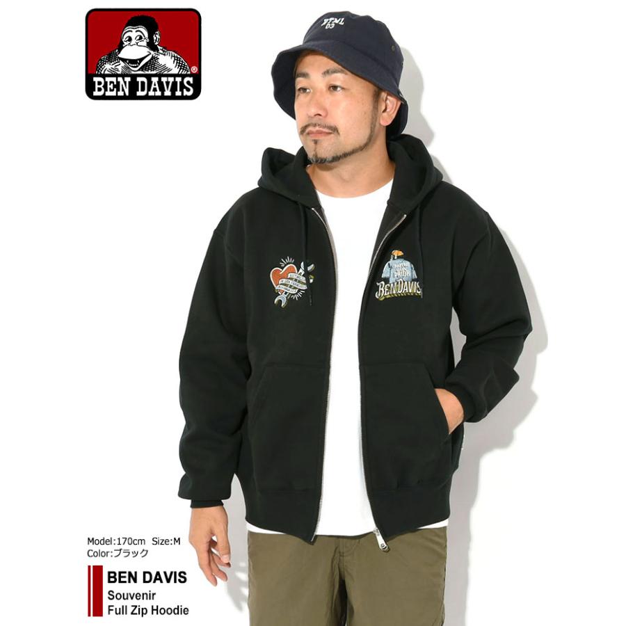 【NEW】ベンデイビス（BEN DAVIS）/SOUVENIR ZIP HOODIE / ブラック [25780053] BEN DAVIS（ベンデイビス） パーカー ジップアップ メンズ スーベニア
