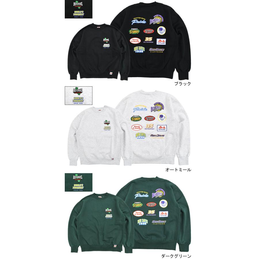 BEN DAVIS ベンデイビス トレーナー メンズ バリオス パッチ クルー スウェット ( C-2780055 Various Patch ...