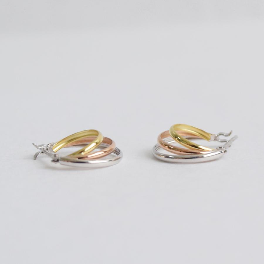 フープピアス K18 イエローゴールド ピンクゴールド K14 ホワイトゴールド 3連 3重 シンプル ピアス 18k 18金 14k 14金 両耳用 レディース 女性用 誕生日 : いちご ...