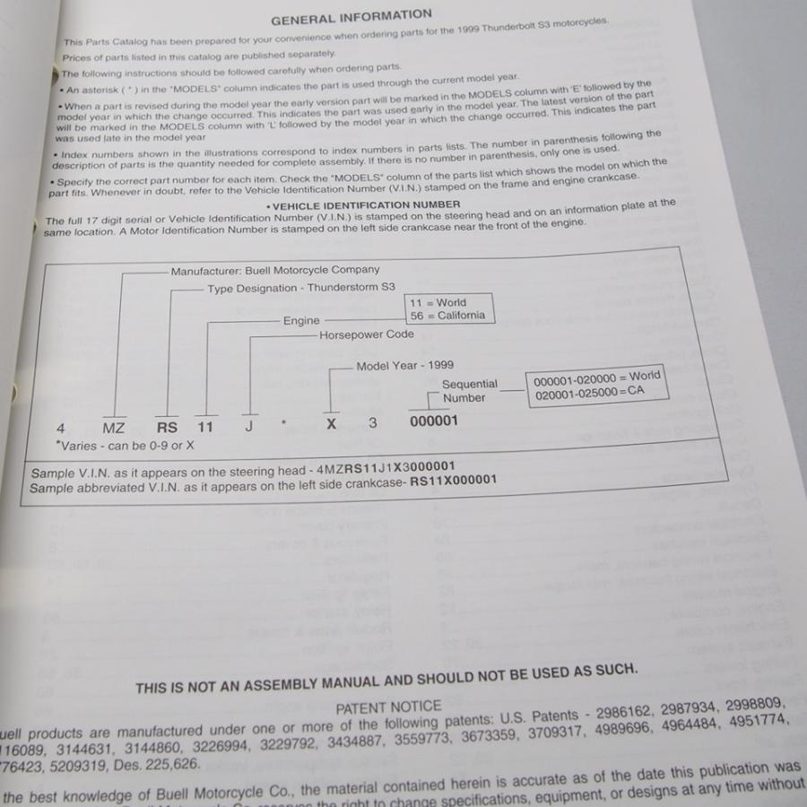 即決.送料無料.ビューエル.1999.サンダーボルト.S3パーツカタログBUELL .THUNDERBOLT P.N.99570-99Y ...