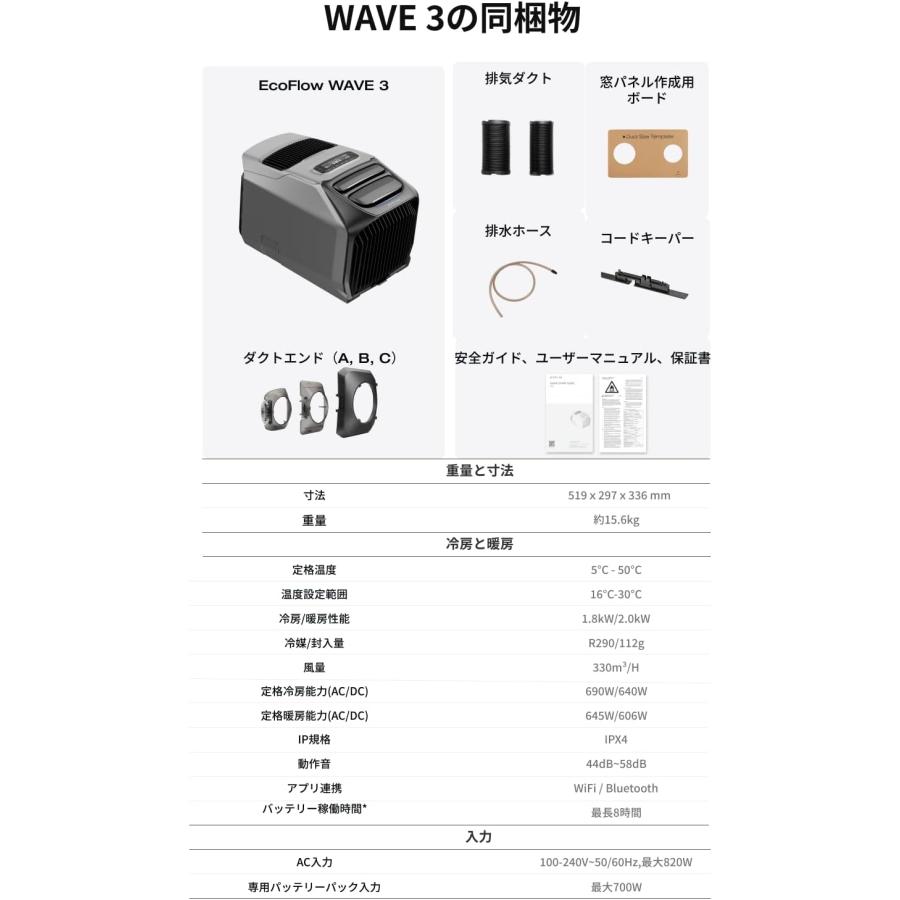 ECOFLOW EcoFlow WAVE 3 ポータブルエアコン EFWAVE3-JP-NBox WAVE3 車中泊 : アイディアマルシェ - 通販 - Yahoo!ショッピング
