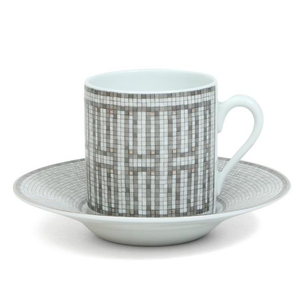 エルメス モザイク プラチナ コーヒーカップ&ソーサー ペア 100m HERMES Mosaique au 24 :10215102:イデー ...