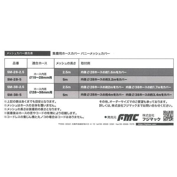フジマック SM38205 FMC 集塵用ホースカバーバニーメッシュカバーSM38-2．5 : iDECA - 通販 - Yahoo!ショッピング