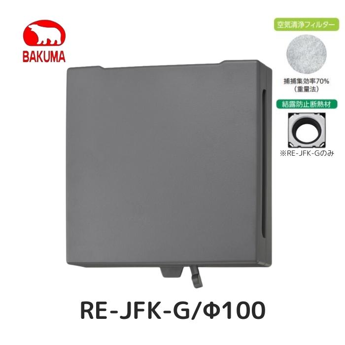 バクマ工業 RE-JFK-G 樹脂製角型レジスター 自然給気用 空気清浄フィルター+結露防止断熱材付 RE-100JFK-G 壁面取付用 100Φ グレー : 家ファン! Yahoo!店 ...