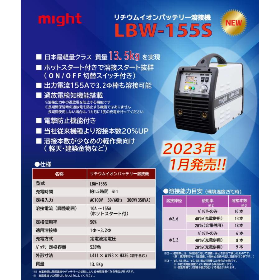 (台数限定 2年保証付)マイト工業 LBW-155S リチウムイオンバッテリー溶接機 LBW155S 充電式 最軽量クラス : 家ファン! Yahoo!店 - 通販 - Yahoo!ショッピング
