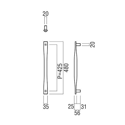 ユニオン ドアハンドル G1065-01-051 ステンレス パウダリーブラックペイント L480/ピッチ425 1セット（内外 ...