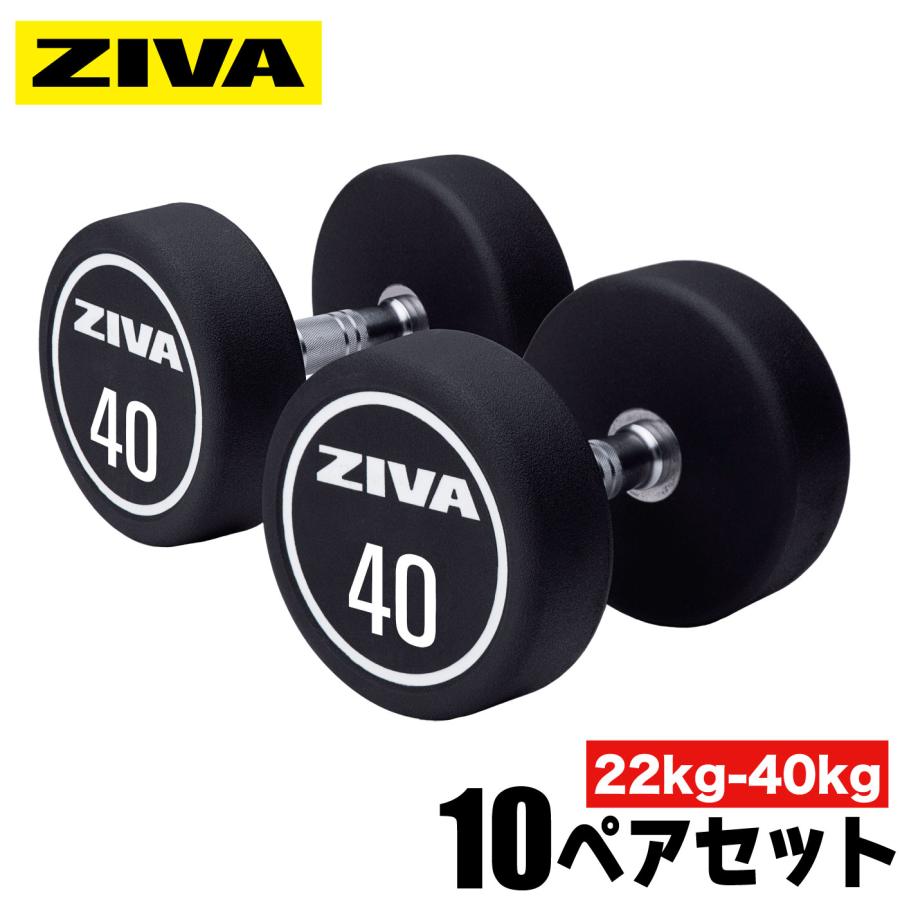 ダンベル DUMBBELL 20個 10ペアセット 22kg-40kg 鉄アレイ ウレタン ZIVA ジーヴァ ZXP-DBPU-8685 : アイフィットネスショップ - 通販 ...