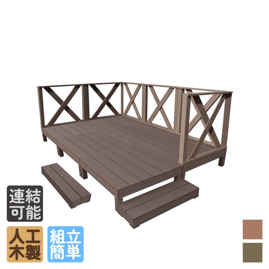 igarden ウッドデッキ 人工木製 1.5坪 [13点セット] ダークブラウン 6d6xh1s Xハイタイプ A90D XHD diy ...