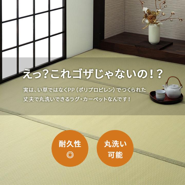 イケヒコ ラグ ペット対応 洗える 8畳 江戸間 約348×352cm ラグマット カーペット 防ダニ PP ポリプロピレン ビニール ミーサ 上敷 ござ 畳の上に敷くもの リバーシブル ...