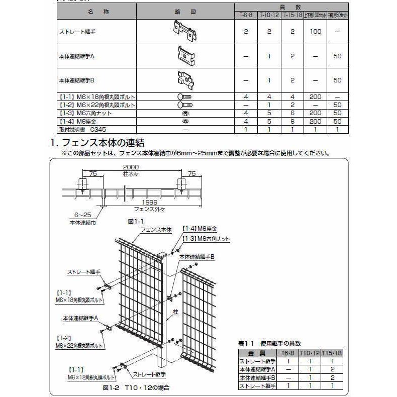 LIXIL TOEX ハイグリッドフェンスN8型 T-15.・18用調整継手セット : エクステリア いいだや - 通販 - Yahoo!ショッピング