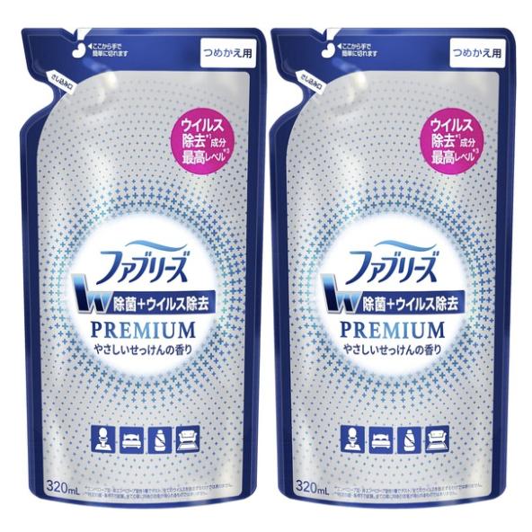 ファブリーズ やさしいせっけんの香り 詰め替え 320mL 2袋 W除菌+ウイルス除去 消臭スプレー 布用 PREMIUM : IIDAYS - 通販 - Yahoo!ショッピング