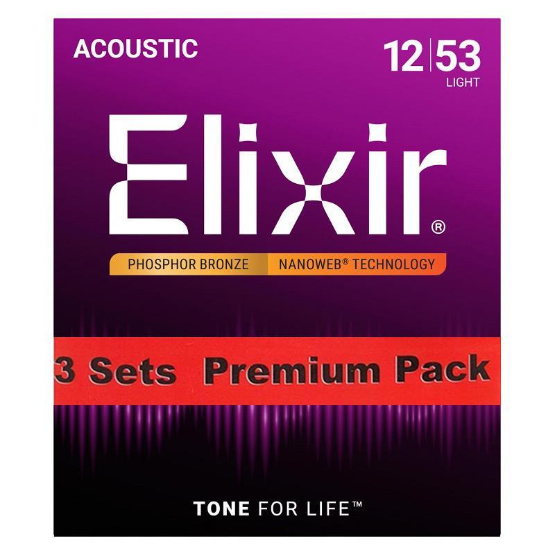 ELIXIR Acoustic Phosphor Bronze with NANOWEB Coating 3SET PACK #16052 ...