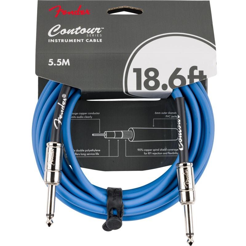 Fender USA CONTOUR SERIES INSTRUMENT CABLE (18.6feet/LAKE PLACID BLUE ...