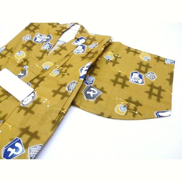 男の子 浴衣 120cm 単品 子供浴衣 茶色に将棋 1036 ggp : いけのや - 通販 - Yahoo!ショッピング