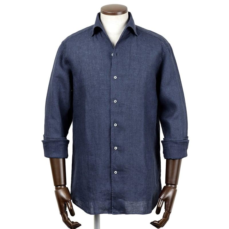 アレッサンドロゲラルディ ALESSANDRO GHERARDI ／ 製品洗いリネンポプリンイタリアンカラーシャツ「DOUBLE-BDN」（ネイビー） : 粋な着こなしヤフー店 - 通販 ...