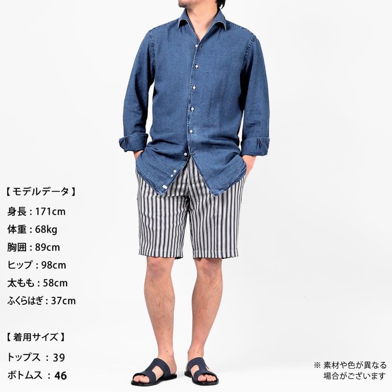 【SALE】デヴォレ インチピット DEVORE incipit ／ 25SS リネンコットンツイルストライプ1プリーツシャーリングショーツ ...