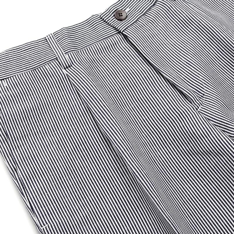 【SALE】デヴォレ インチピット DEVORE incipit ／ 25SS リネンコットンツイルストライプ1プリーツシャーリングショーツ ...