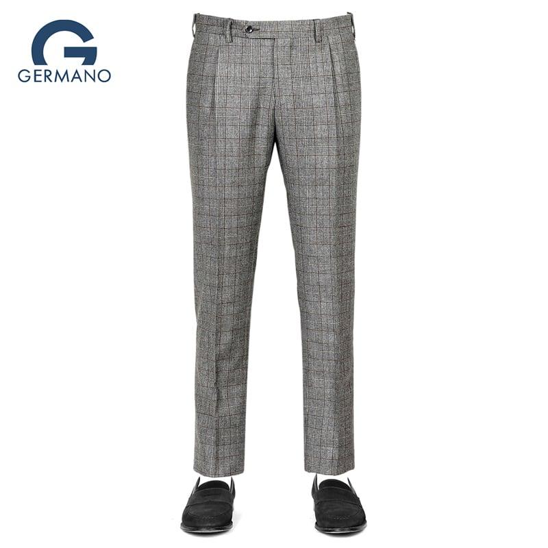 GERMANO ジェルマーノ ／ 25-26AW MARLANE ウールフランネルグレンチェック1プリーツパンツ「321G-3619」（ホワイト×ブラック） : 粋な着こなしヤフー店 - 通販 ...