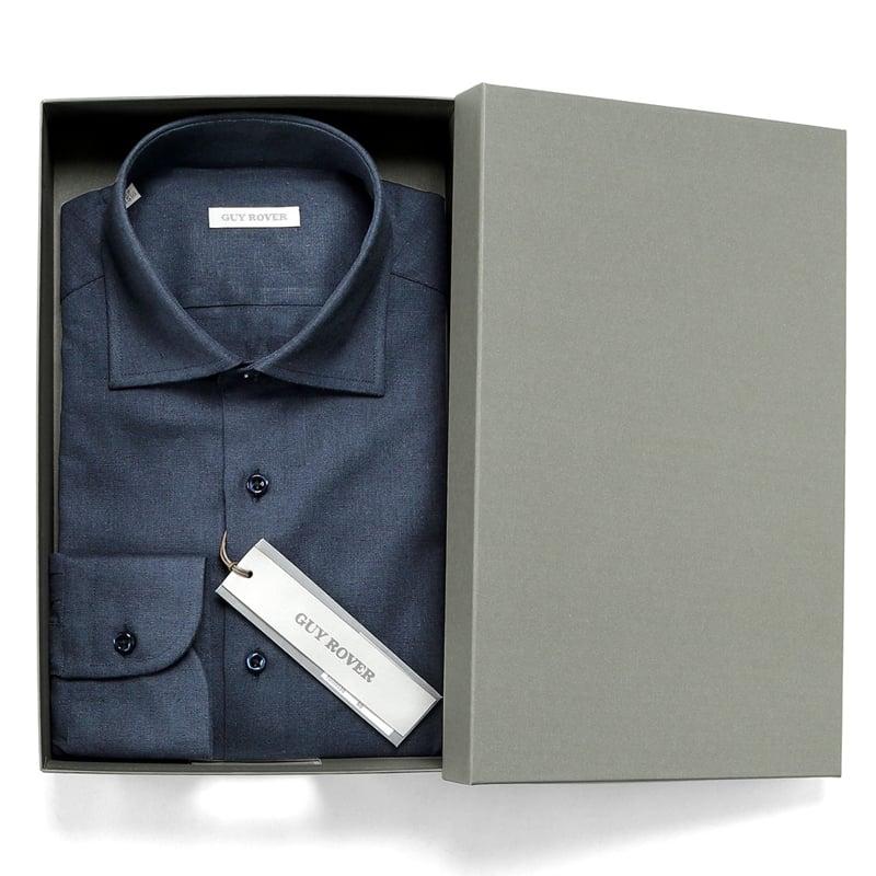 GUY ROVER ギローバー ／ 25SS リネンコットンポプリンワイドカラーシャツ「C2670」（ネイビー） : 粋な着こなしヤフー店 ...
