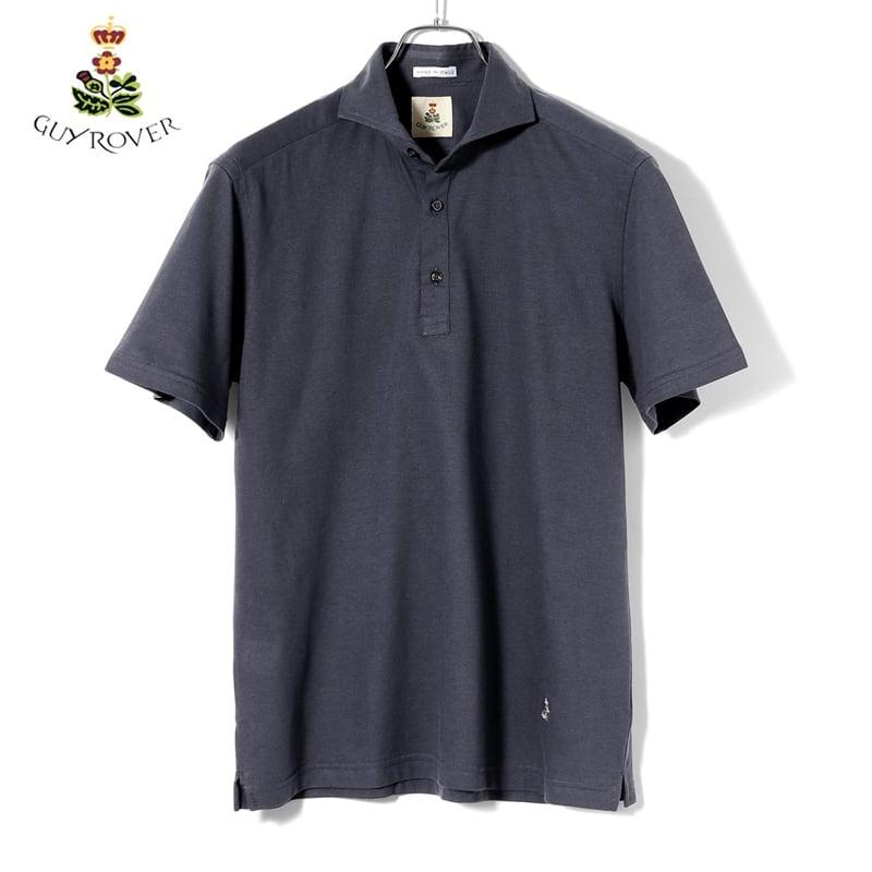 GUY ROVER ギローバー ／ 25SS コットン鹿の子ホリゾンタルカラー半袖ポロシャツ「PC207」（ネイビー） : 粋な着こなしヤフー店 - 通販 - Yahoo!ショッピング
