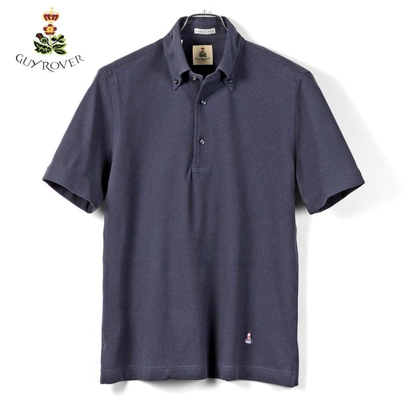 GUY ROVER ギローバー ／ 25SS コットン鹿の子ボタンダウンカラー半袖ポロシャツ「PC224」（ブライトネイビー） : 粋な着こなしヤフー店 - 通販 - Yahoo!ショッピング