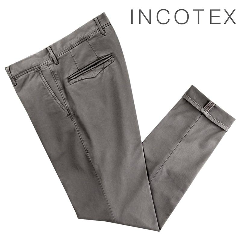 INCOTEX インコテックススラックス SLACKS ／ 製品染めコットンストレッチサテンチノパンツ「18S100-4697A」（ブラウングレー） : 粋な着こなしヤフー店 - 通販 ...