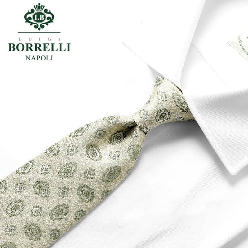 LUIGI BORRELLI ルイジボレッリ ／ 25SS シルクジャカード小紋柄ネクタイ「456020」（カーキ） : 粋な着こなしヤフー店 ...