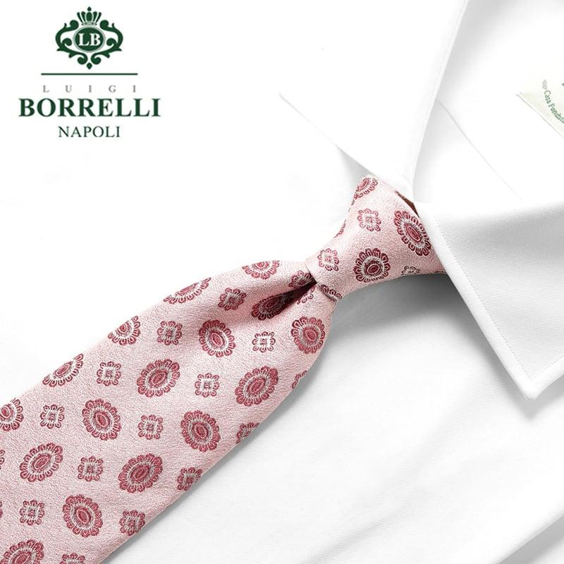 LUIGI BORRELLI ルイジボレッリ ／ 25SS シルクジャカード小紋柄ネクタイ「456020」（ライトピンク） : 粋な着こなし ...