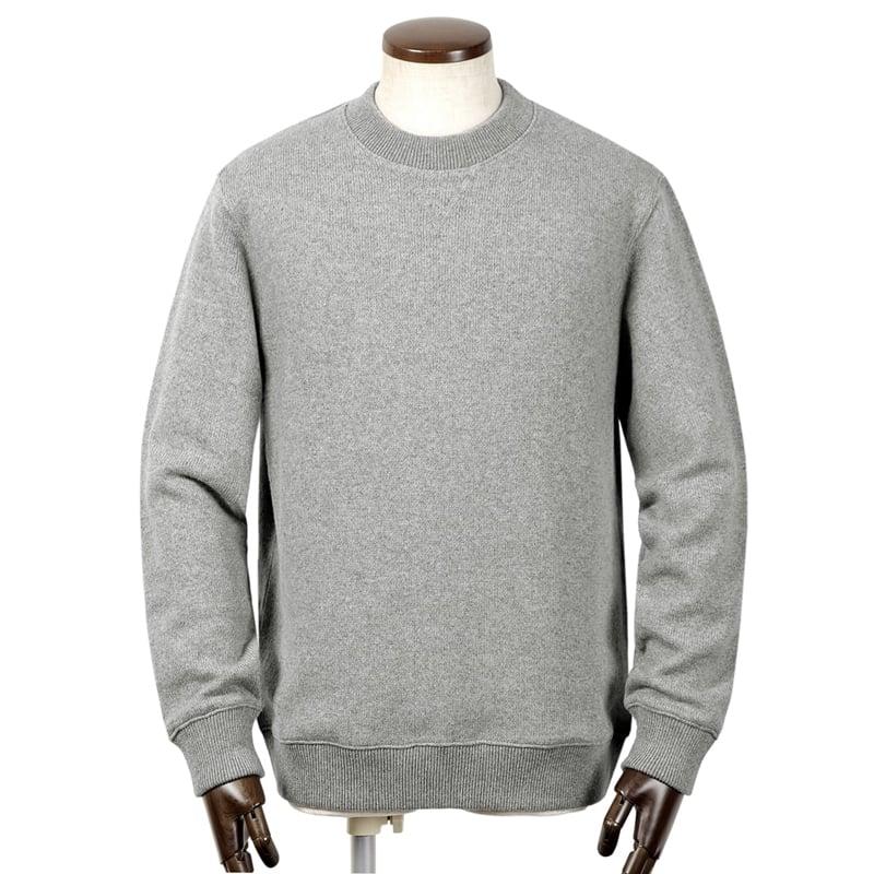 nomiamo ノミアモ ／ カシミヤコットンバニゼ編みスウェット風ミドルゲージクルーネックニット「GINO-Vanise'」（ライトグレー／GRIGIO CHIARO） : 粋な着こなし ...