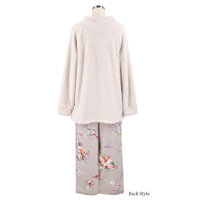パジャマ レディース 【イクコ IKUKO】 綾ネル花柄プリント シープボアトップスパジャマ 日本製 お寝巻き ルームウェア 部屋着 モコモコ 両面起毛 防寒 長袖 : IKUKO Yahoo ...