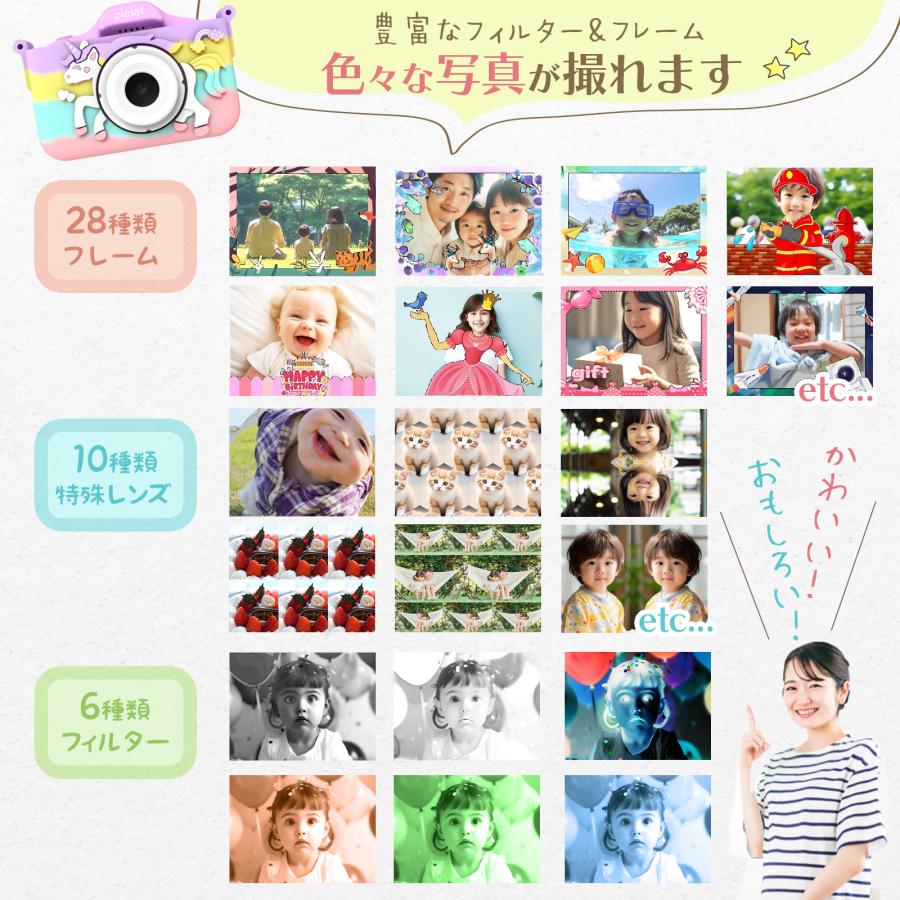 Piclet日本仕様の動画も撮れるトイカメラ 子供用デジタルカメラ キッズカメラ 32GB SDカード 誕生日プレゼント クリスマスプレゼント ...