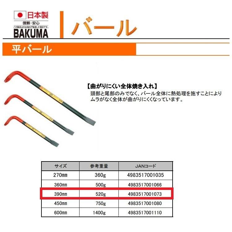平バール 曲がりにくいバール 390mm バクマ BAKUMA : 今戸屋建材ヤフー店 - 通販 - Yahoo!ショッピング