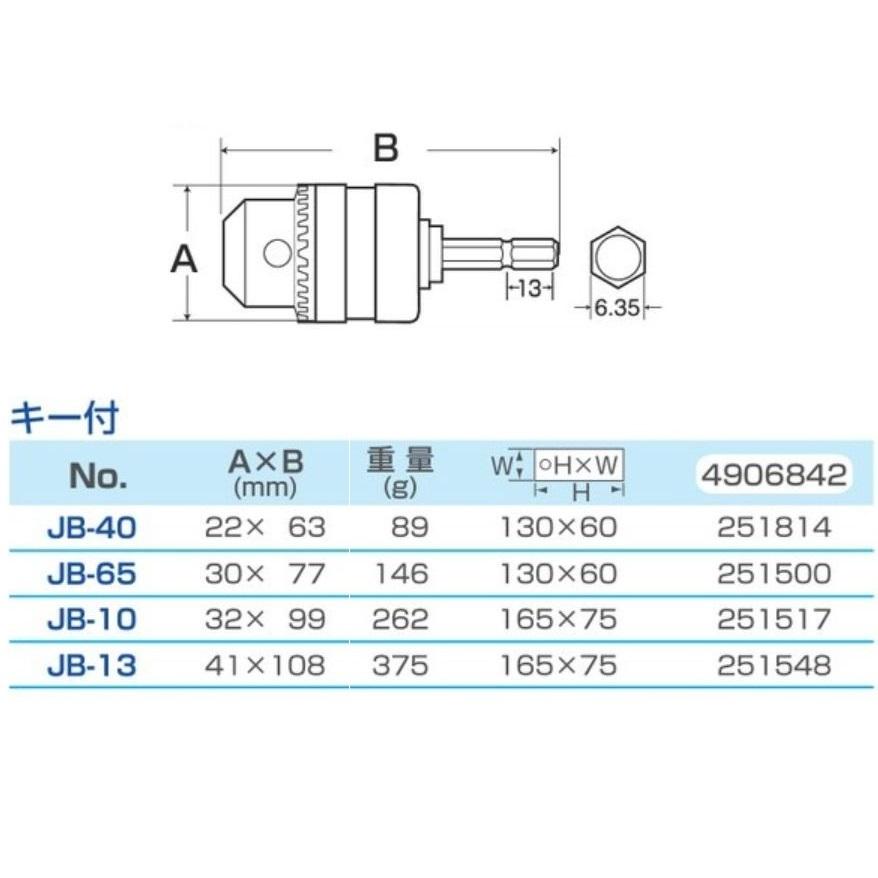 サンフラッグ（SUNFLAG） インパクト対応 キー付ドリルチャック 1.0〜10mm JB-10 : 今戸屋建材ヤフー店 - 通販 - Yahoo!ショッピング
