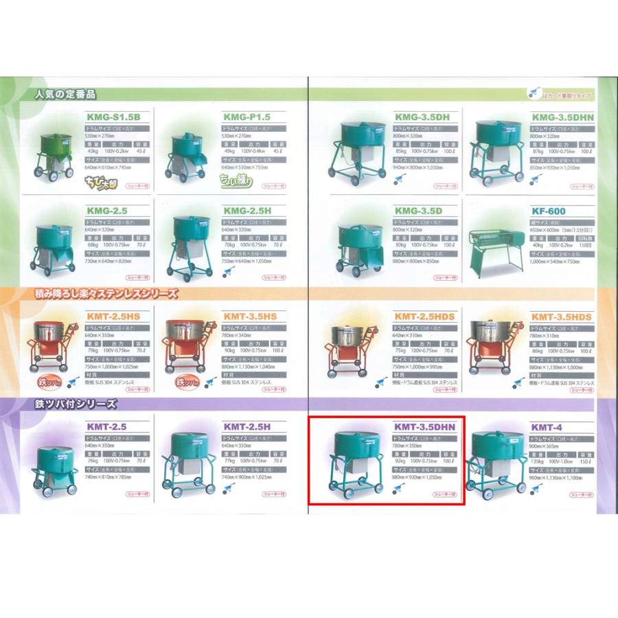 モルタルミキサー 鉄ツバ付 シューター付 容量100L 750W カネミツ KMT-3.5DHN こね太郎 : 今戸屋建材ヤフー店 - 通販 - Yahoo!ショッピング