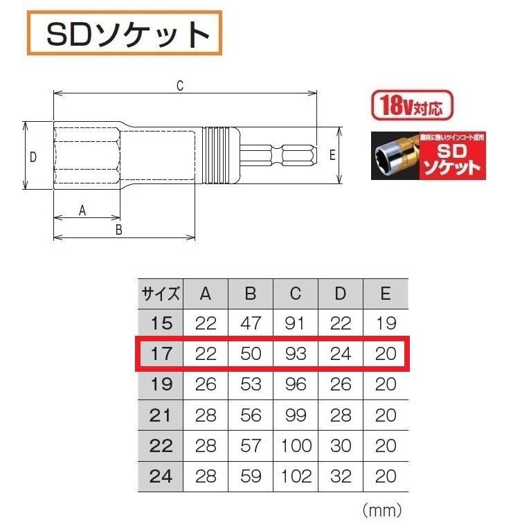 Tajima（タジマ） SDソケット 17mm 6角 TSK-SD17-6K : 今戸屋建材ヤフー店 - 通販 - Yahoo!ショッピング