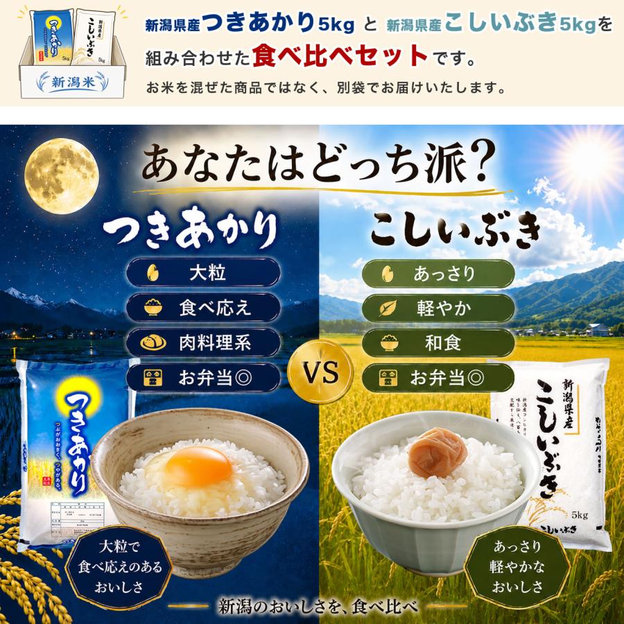 こしいぶき 数量限定 新潟県産つきあかり5kg ＋ 新潟県産こしいぶき5kg 食べ比べセット 令和7年産 精米 送料無料（一部地域除く ...