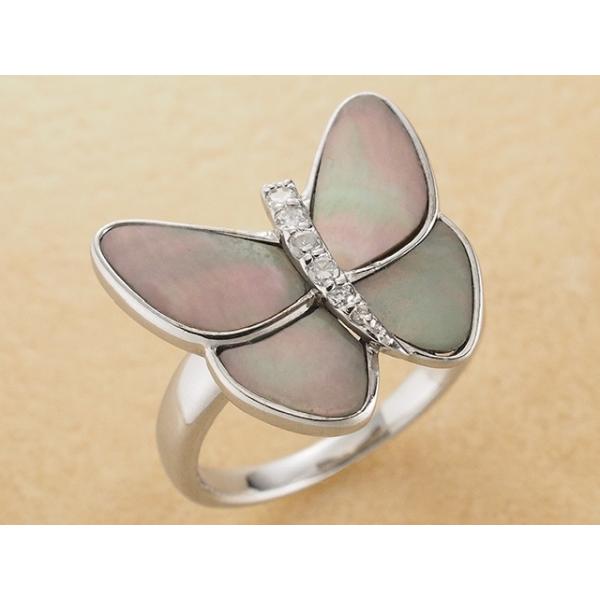 蝶モチーフ ダイヤモンド/0.10ct シェル リング K18WG 13号 : インペリアル - 通販 - Yahoo!ショッピング