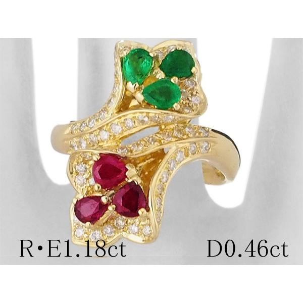 ルビー・エメラルド/1.18ct ダイヤモンド/0.46ct デザイン リング K18YG 13.5号 :G9450-1-2:インペリアル - 通販 - Yahoo!ショッピング
