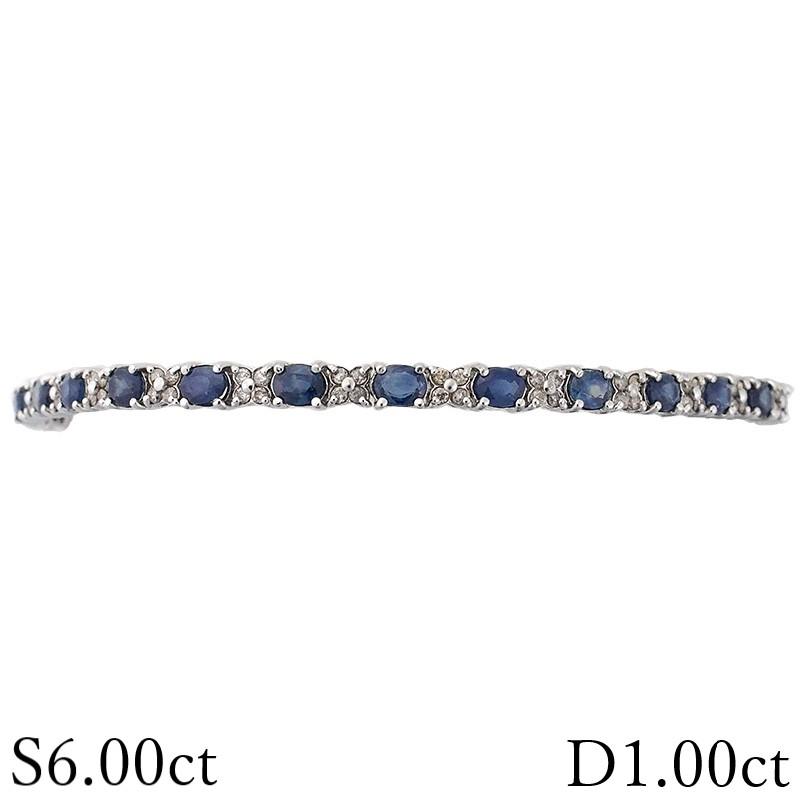 サファイア/6.00ct ダイヤモンド/1.00ct デザイン ブレスレット K18WG : i0737 : インペリアル - 通販 - Yahoo!ショッピング