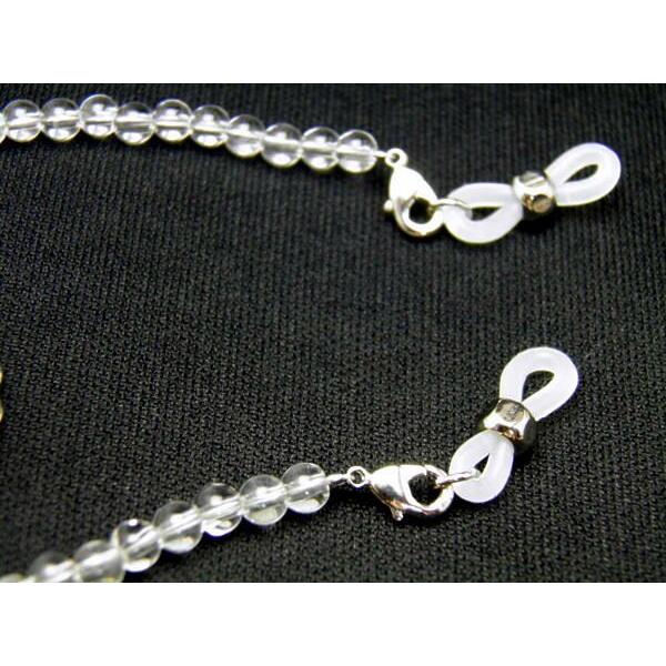 天然石 メガネチェーン 水晶ＡＡＡ＆水晶64面カット 4mm玉 パワーストーン 天然石 水晶ＡＡＡ＆水晶64面カット 4mm玉 レディース メガネチェーン パワーストーン パワーストーン パワーストーン 天然石 メガネチェーン 水晶AAA＆水晶64面カット 4mm玉