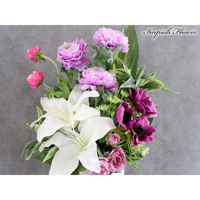 造花 仏花 お供え花 インテリア 卓上 フラワーアレンジメント アーティフィシャルフラワー 高級 アレンジメント 豪華 M-493 : IMPISH from NaoColour - 通販 ...
