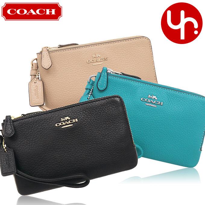 コーチ COACH 小物 ポーチ F06649 6649 ラグジュアリー ペブルド レザー ダブル コーナー ジップ リストレット ...